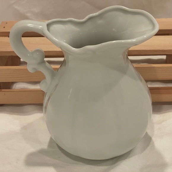 Accents | Ironstone Small White Ceramic Pitcher W Swirly Details ...